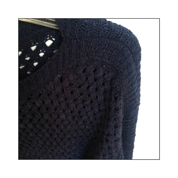 Fever | Sweaters | Open Knit Weave Crewneck Sweater In Navy | Poshmark